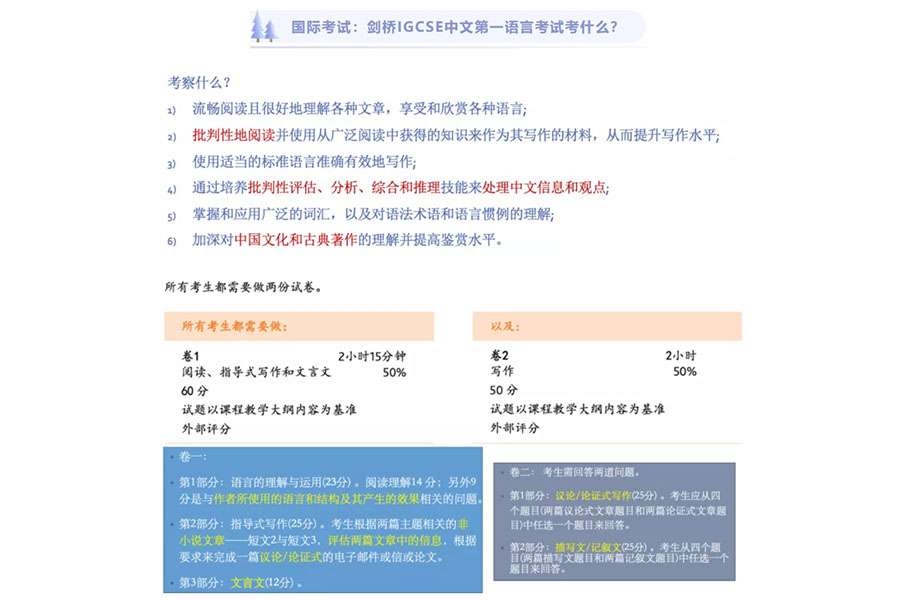 北京耀华国际高中：探秘IGCSE和A LEVEL中文考试部分